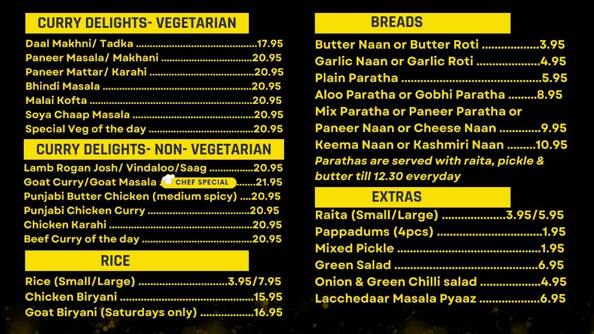 Menu at Flora Indian Restaurant Melbourne CBD, Melbourne