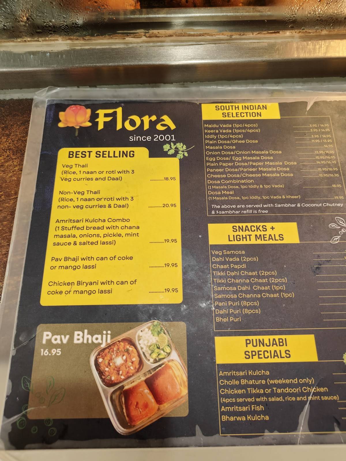 Menu at Flora Indian Restaurant Melbourne CBD, Melbourne