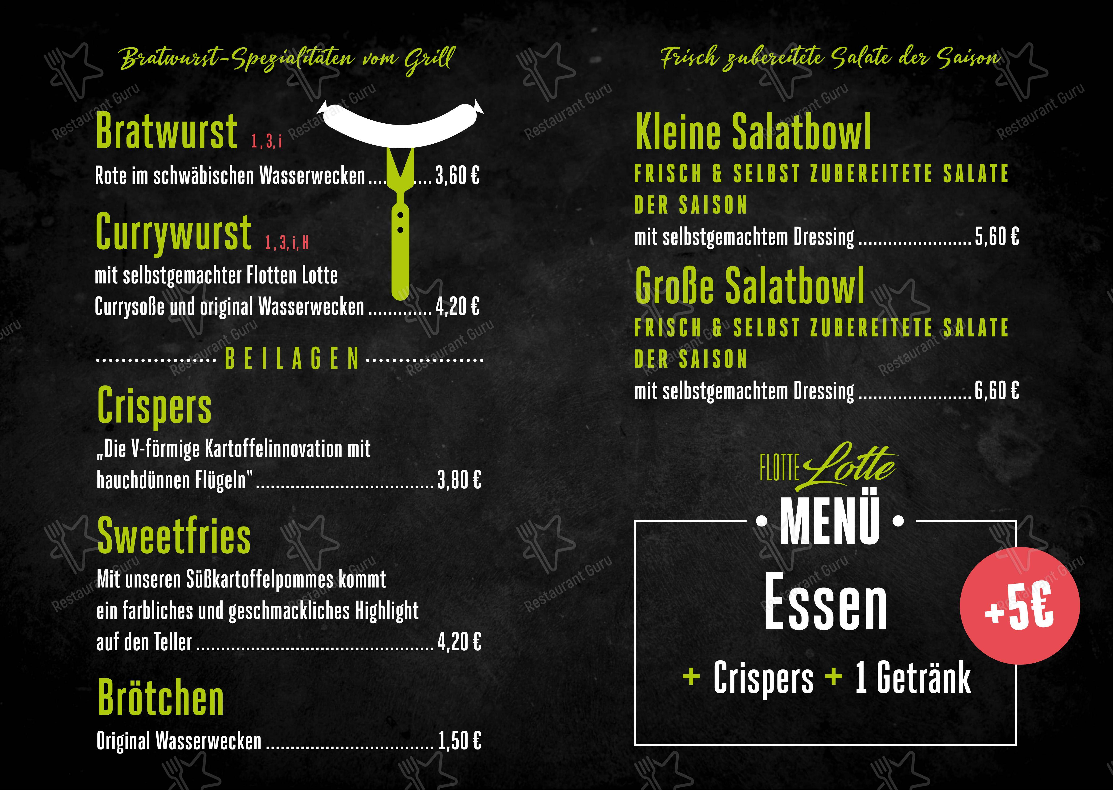 Menu at Flotte Lotte GmbH restaurant, Ulm, Lise-Meitner-Straße 5