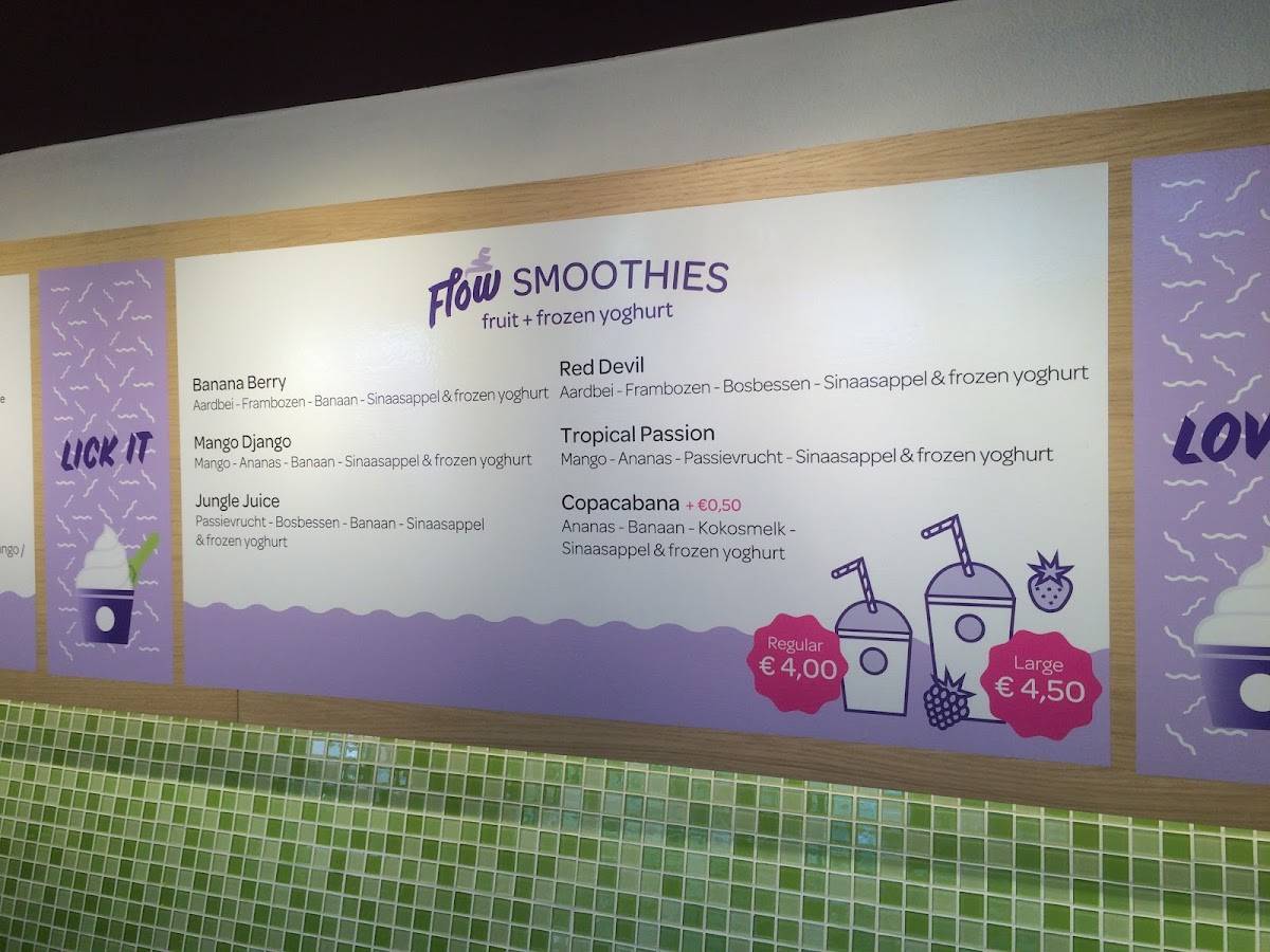 Menu at Flow Frozen Yoghurt, Blankenberge