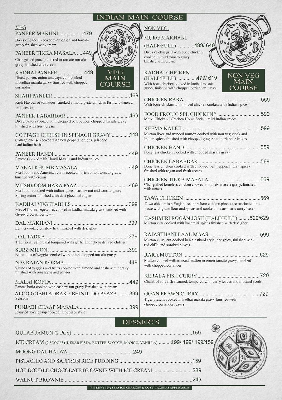 Menu at Food Frolic - Microbrewery & Bar, Gurugram, S209-210