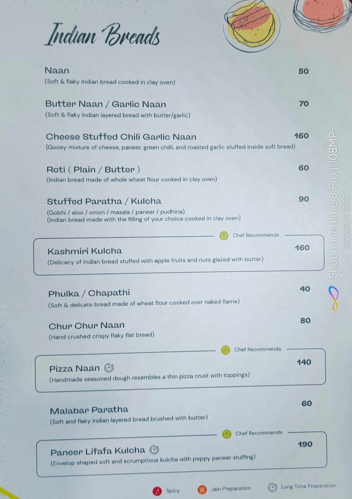 Menu at Food nirvana, Chennai, Marshall