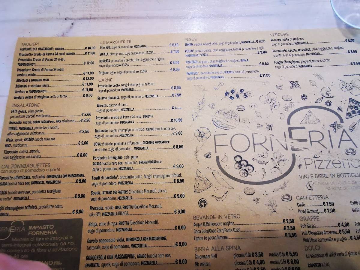 Menu da Forneria ristorante, Monselice