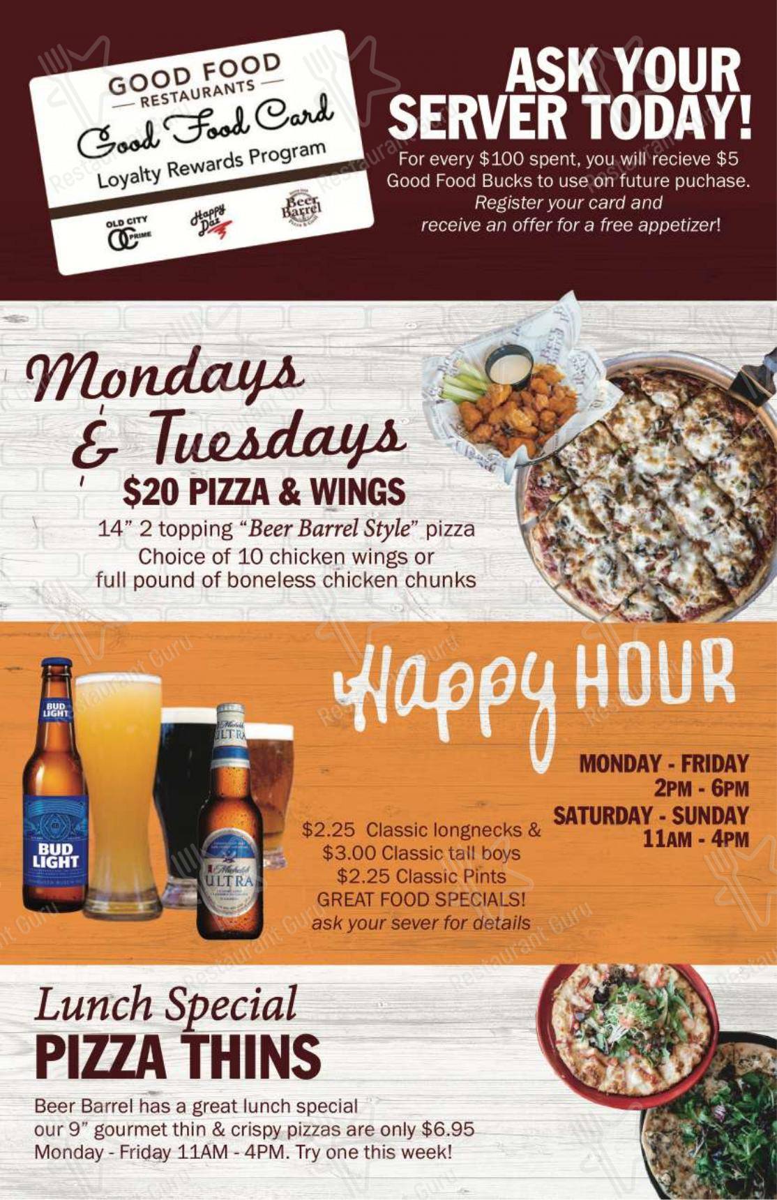 Menu at Beer Barrel Pizza & Grill, Lima, S Dixie Hwy