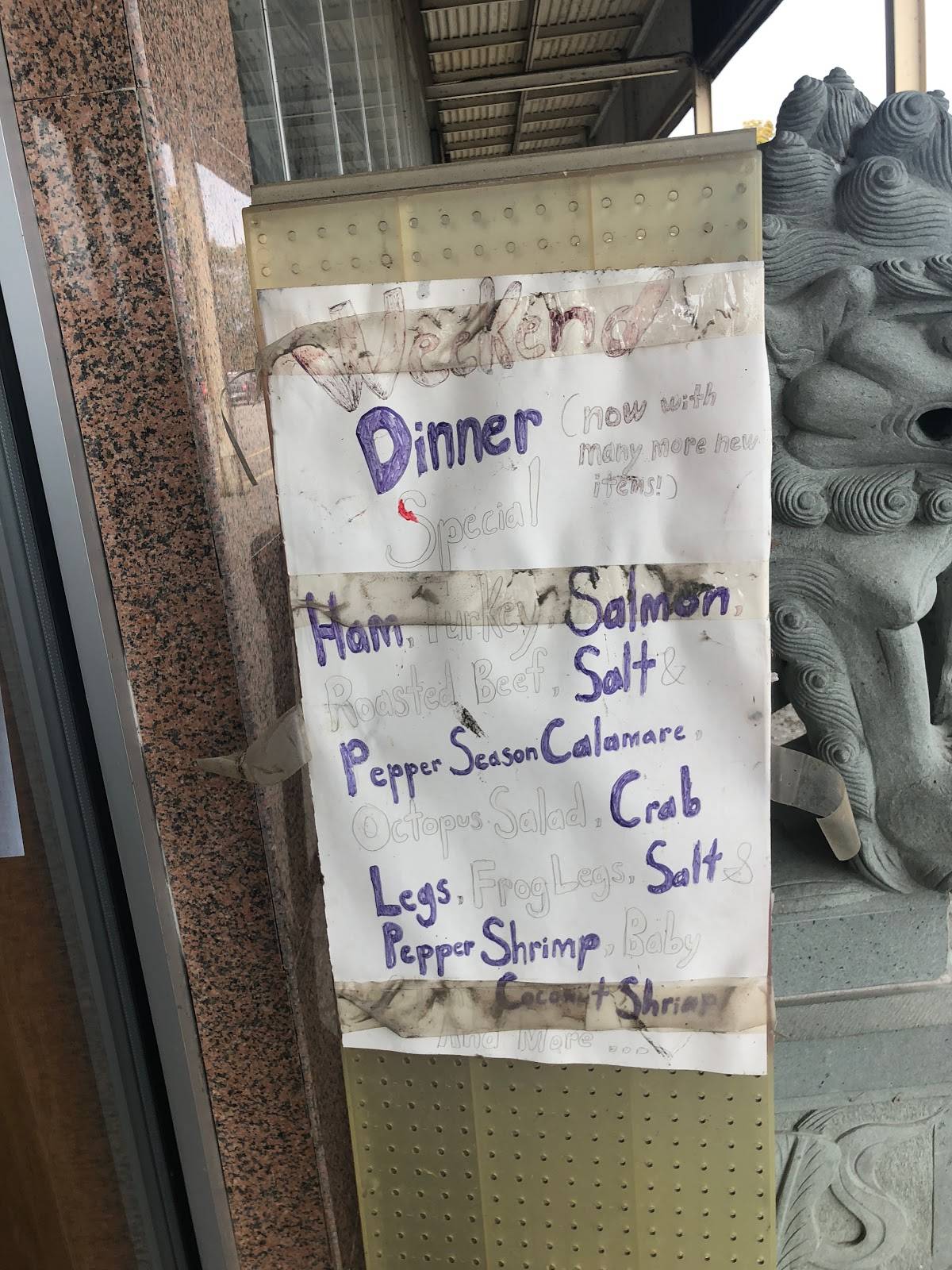 Menu at Fortune Buffet restaurant, Sayre