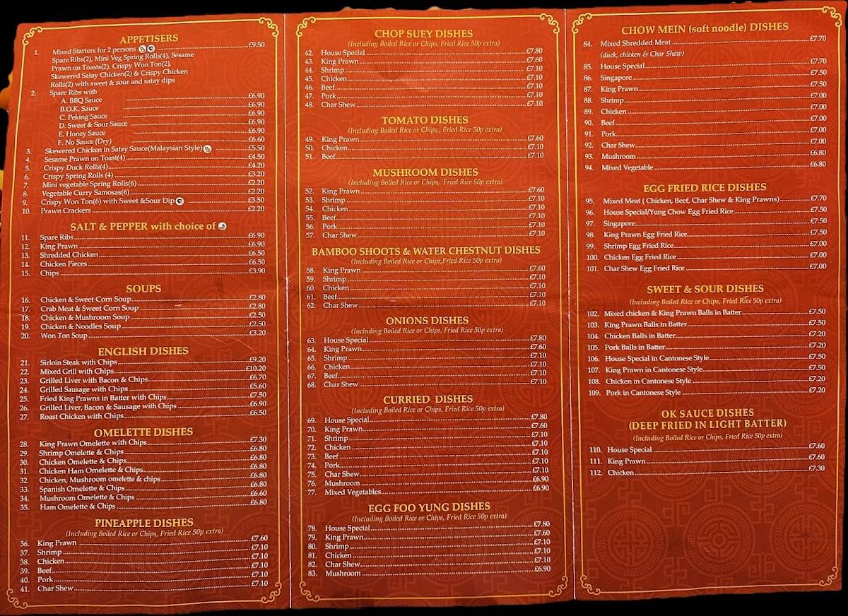 Menu at Fortune Chinese Takeaway富都 fast food, Bishop Auckland