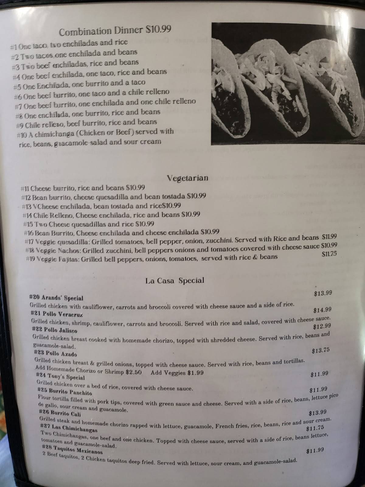 Menu at Little Mexico restaurant, Fostoria