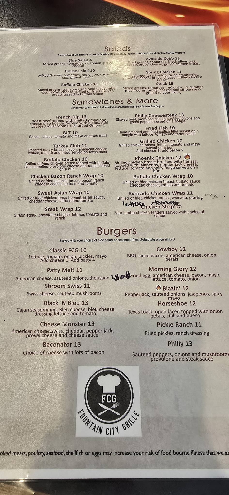 Menu at Fountain City Grille steakhouse, Hillsboro, Yeager Rd