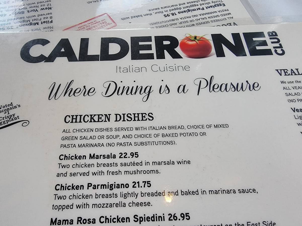 Menu at Calderone Club Fox Point, Fox Point, N Port Washington Rd