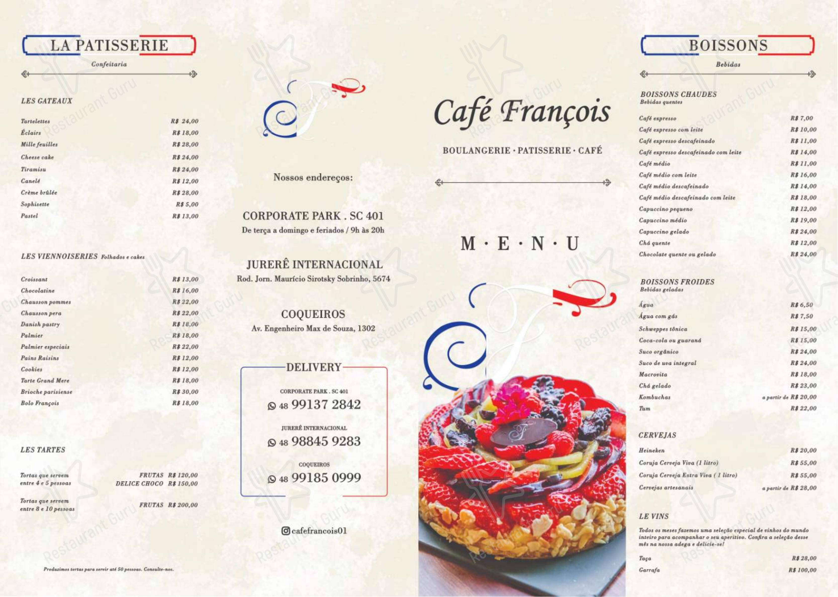 Menu em Café François Corporate Park/SC-401, Florianópolis, Ac. ao ...