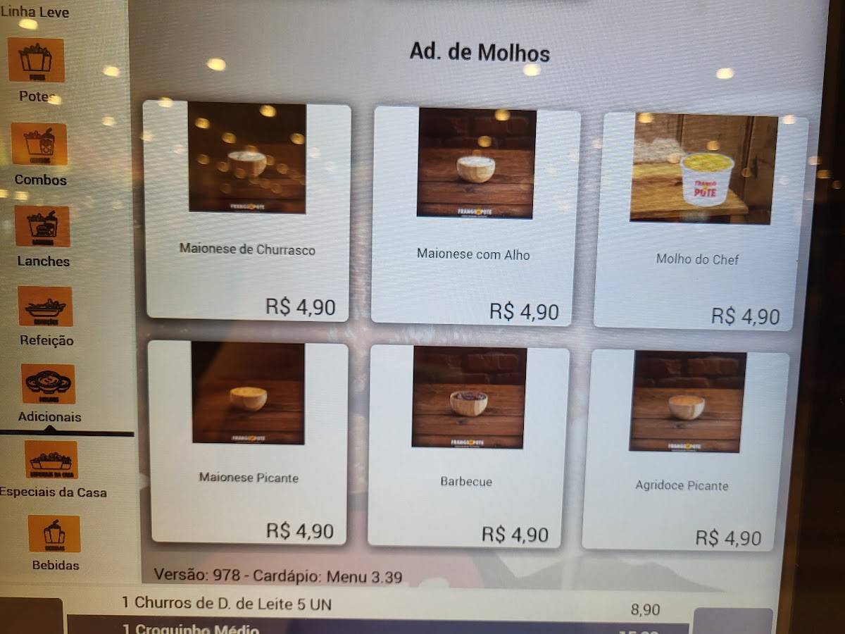 Menu at Frango no Pote Parkshopping restaurant, Brasília
