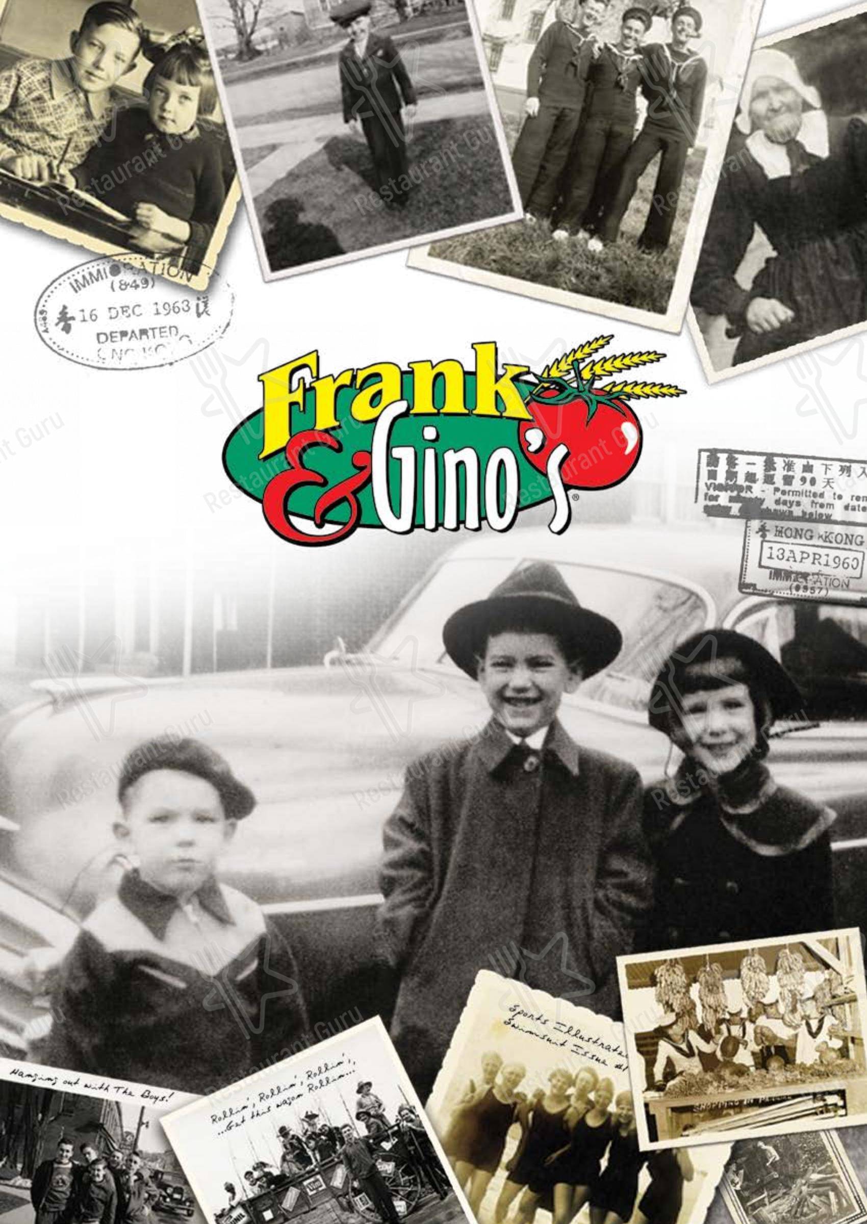 Menu at Frank & Gino's Grill & Pasta House restaurant, Truro
