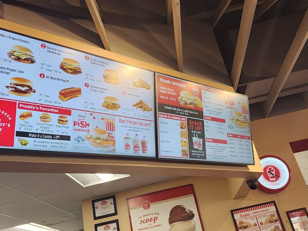 Menu at Freddy's Frozen Custard & Steakburgers fast food, Gainesville