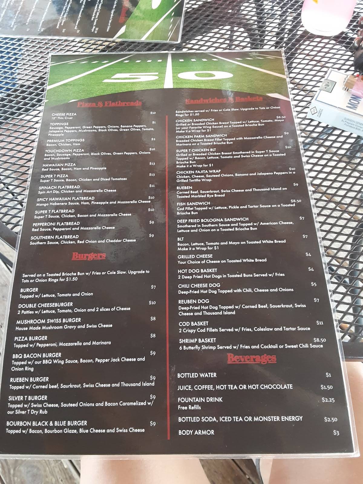 Menu at Silver Top Sports Bar & Grill, Fremont