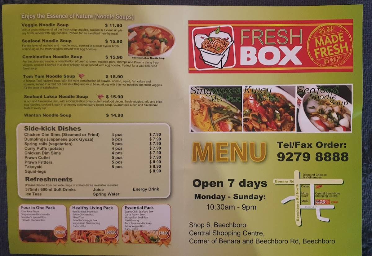Menu at Fresh Box restaurant, Beechboro