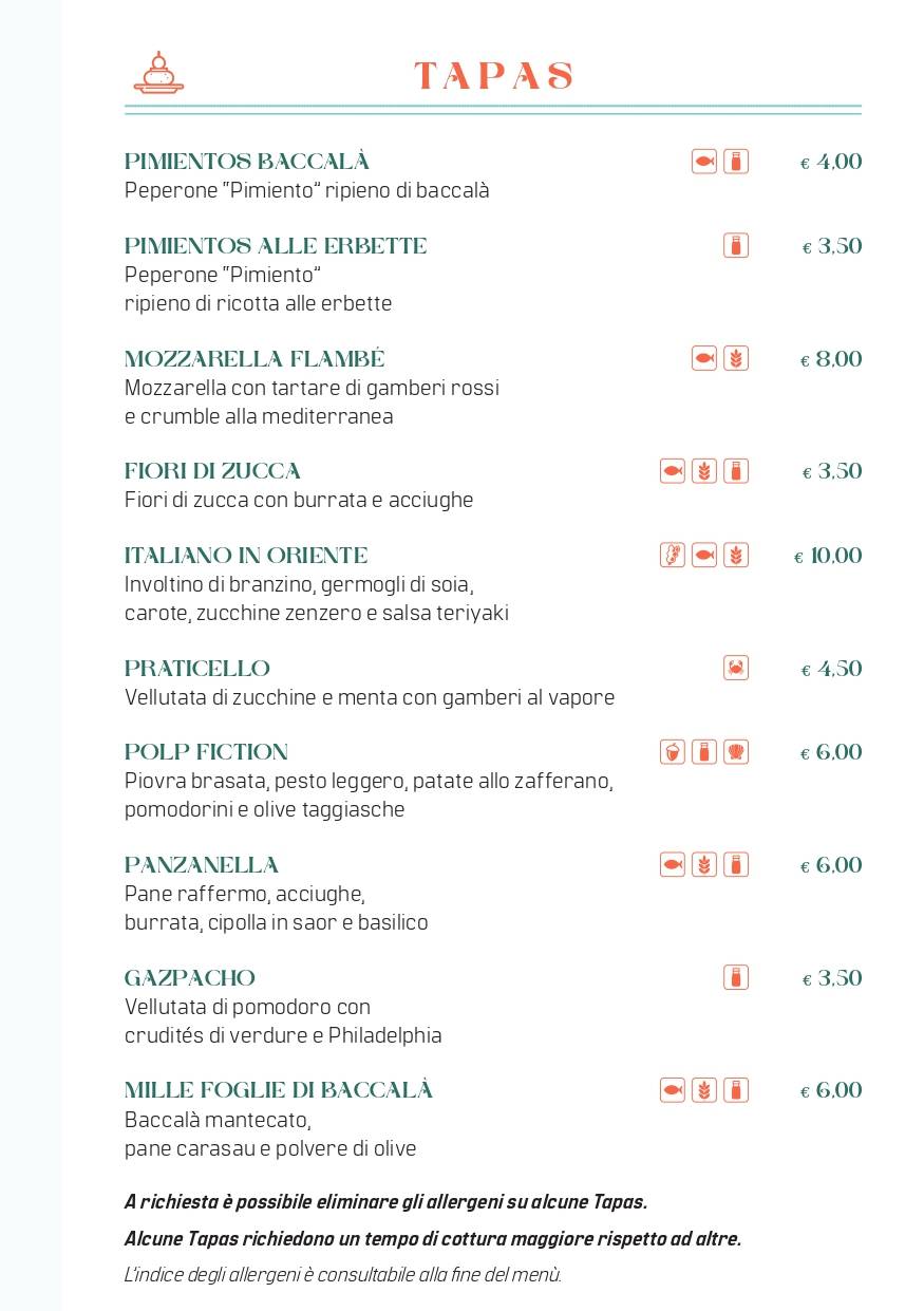 Menu da Frida Padua ristorante, Padova