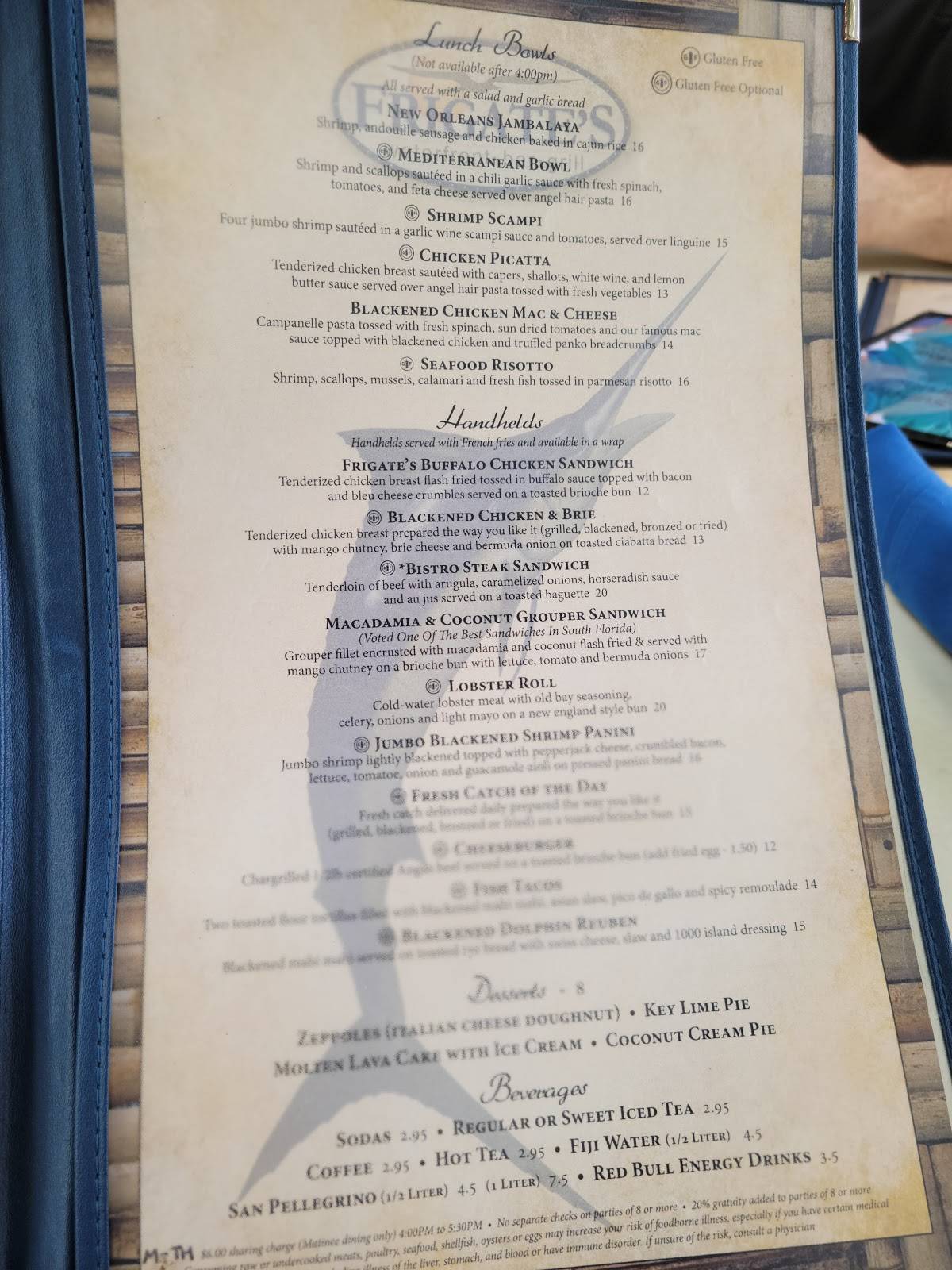 Menu at Frigate's Waterfront Bar & Grill - Melbourne, Melbourne