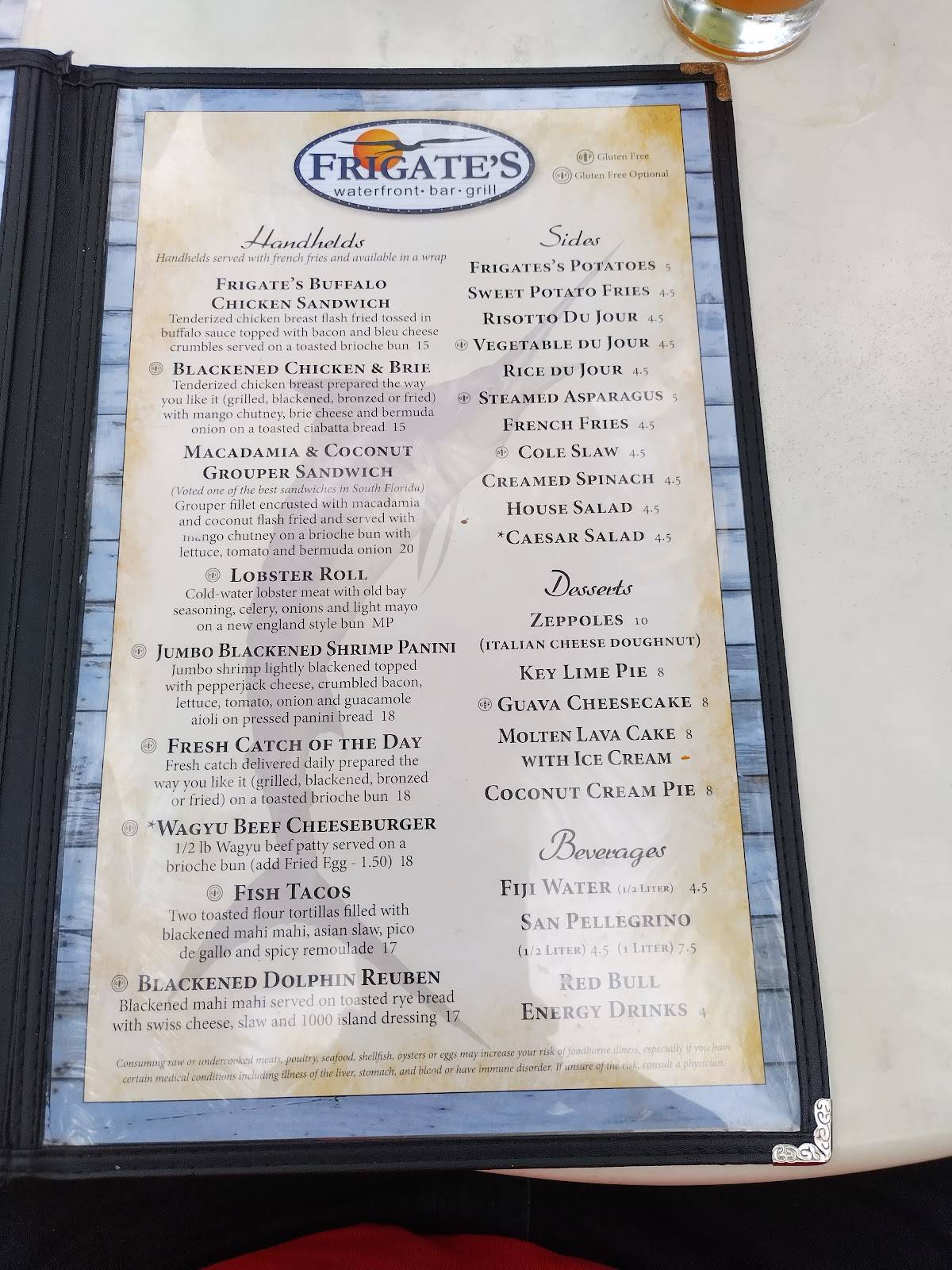 Menu at Frigate's Waterfront Bar & Grill - Melbourne, Melbourne