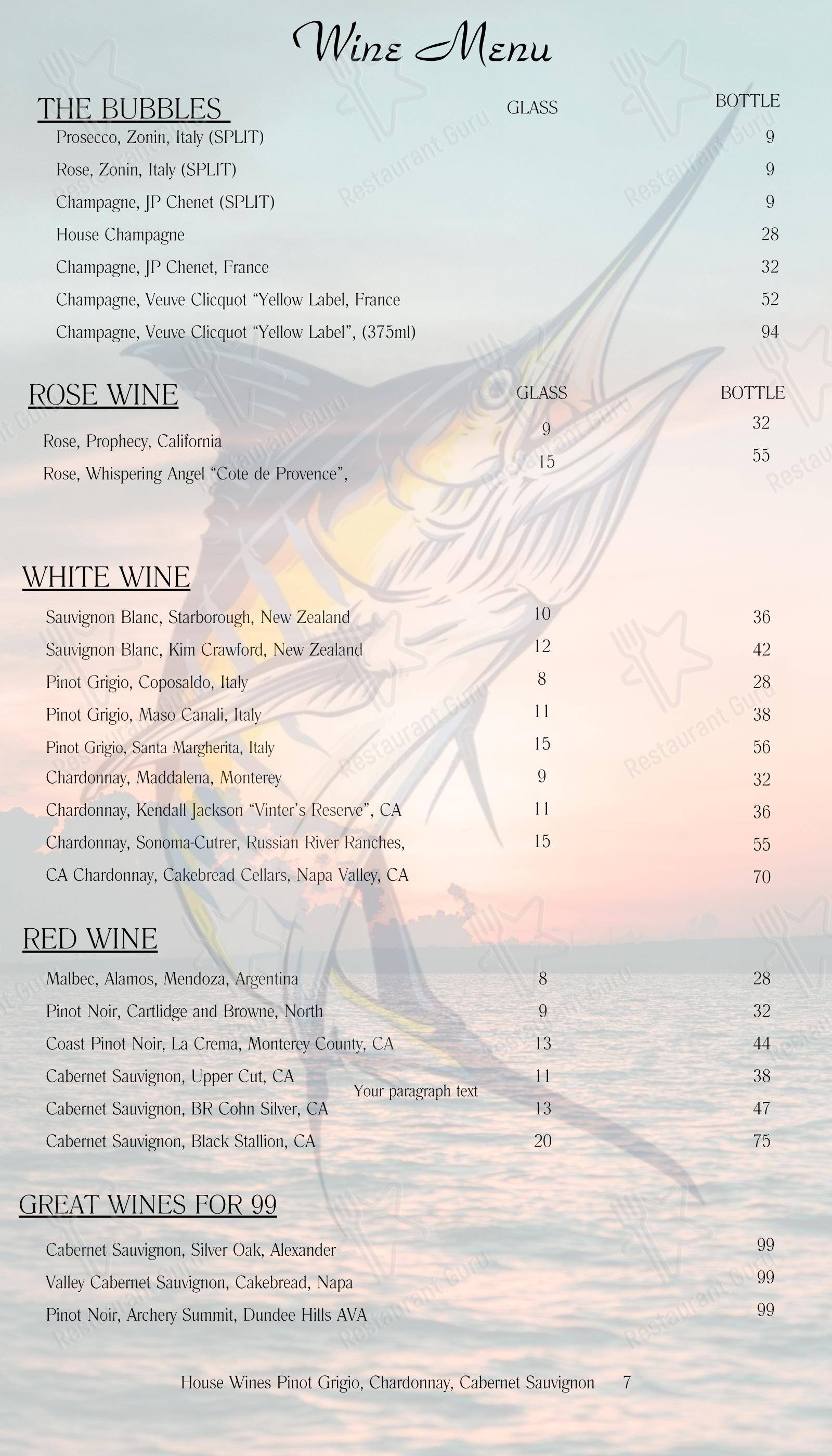 Menu at Frigate's Waterfront Bar & Grill - Melbourne, Melbourne