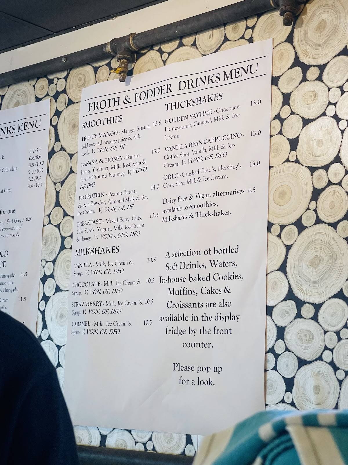 Menu at Froth and Fodder cafe, Kurralta Park