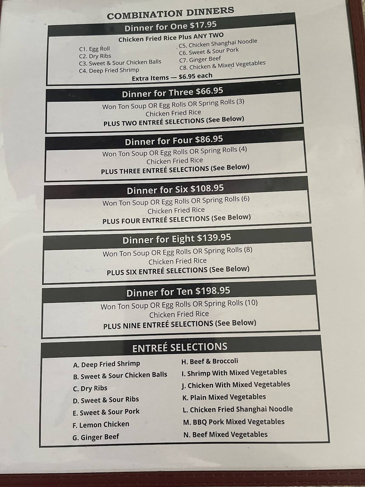 Menu at Fumanjia restaurant, Creighton