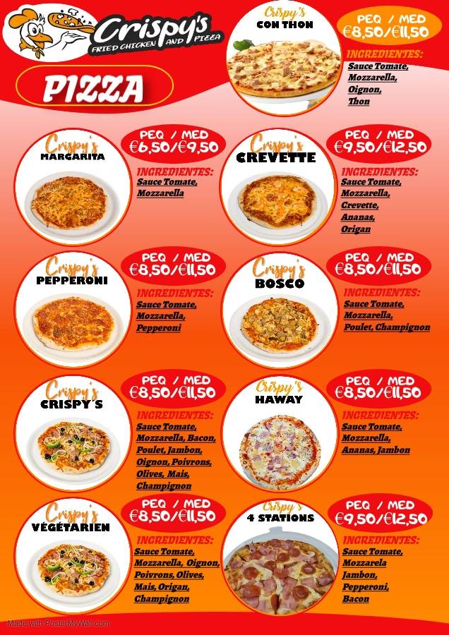 Menu at Crispy’s restaurant, Funchal