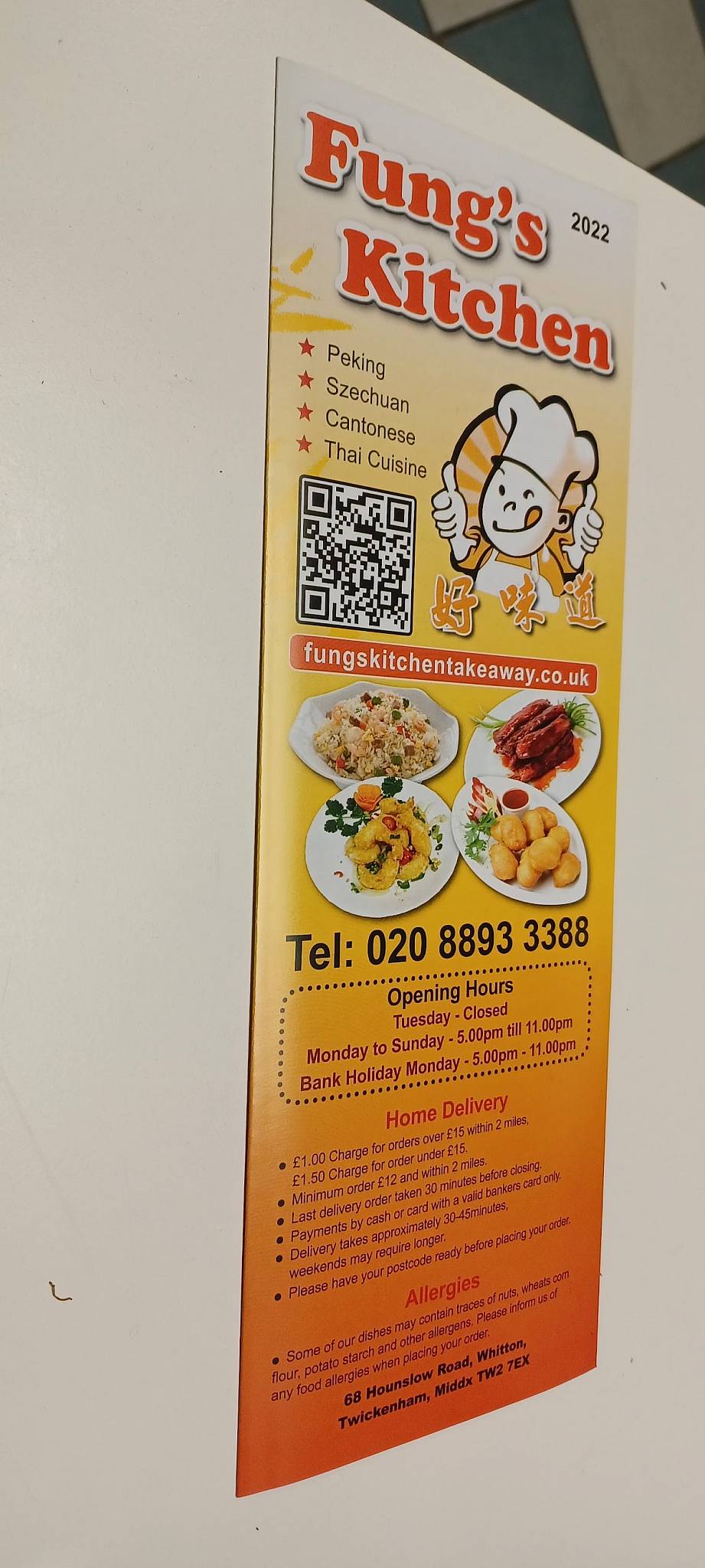 Menu at Fung's Kitchen fast food, Twickenham