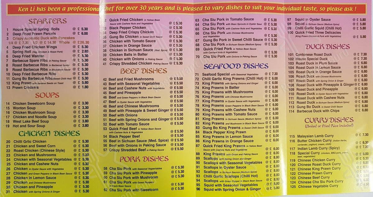 Menu at Fusion Takeaway fast food, Stornoway