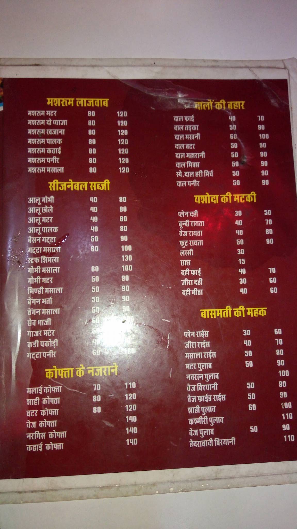 Menu at GD Ganesh Restaurant, Kota