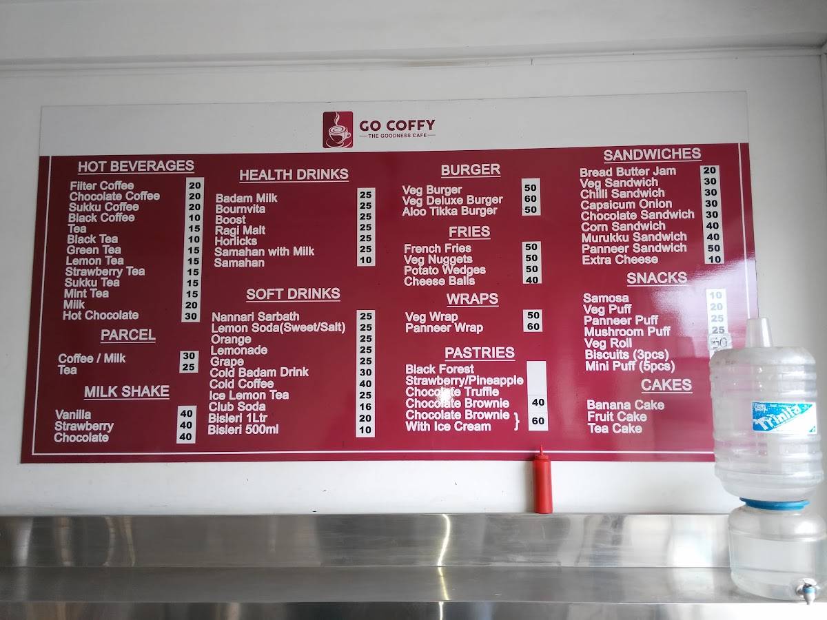 Menu at GO COFFY, Chennai