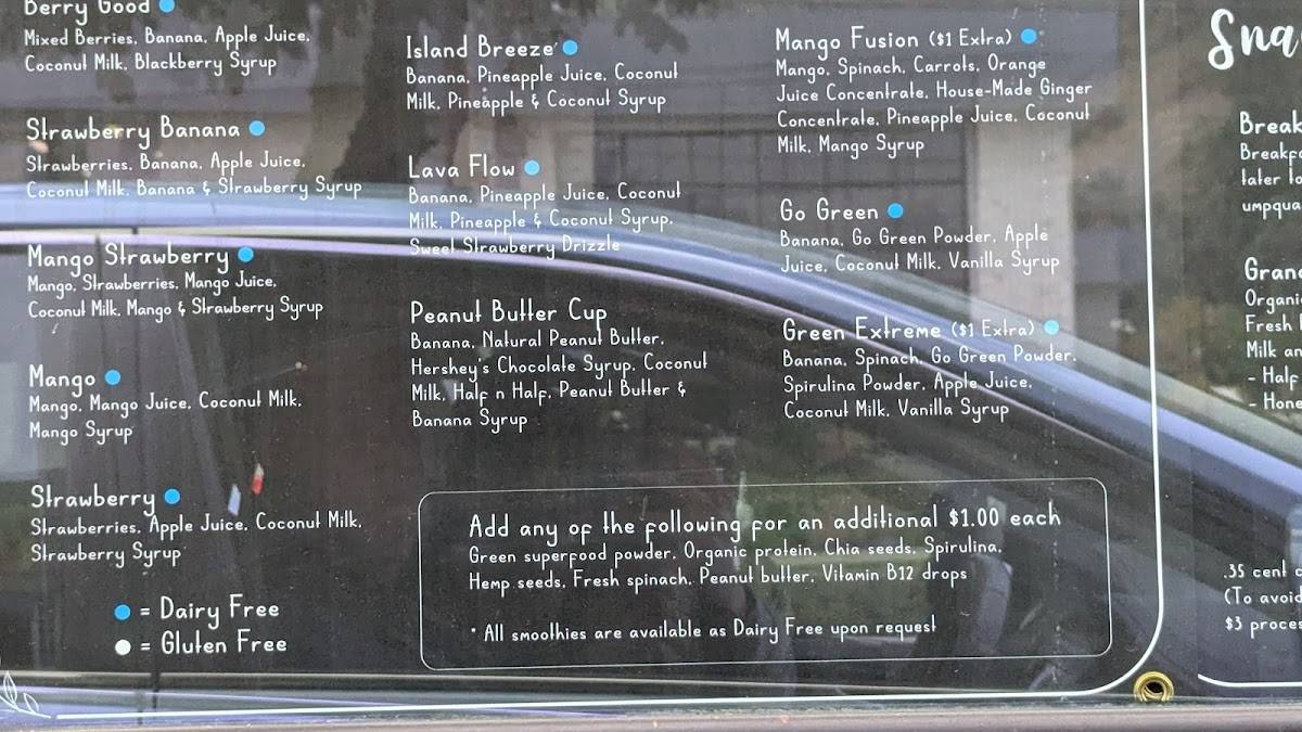 Menu at GOOD to go fast food, Roseburg