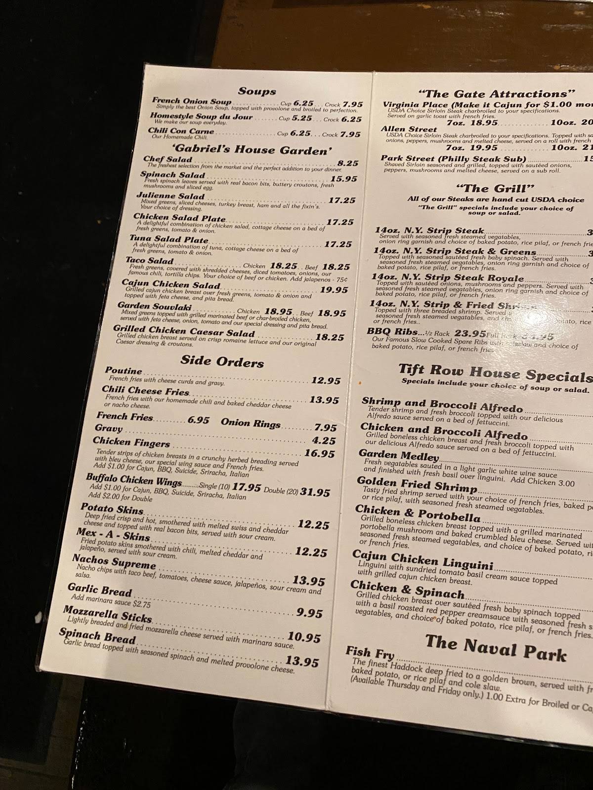 Menu at Gabriel's Gate pub & bar, Buffalo