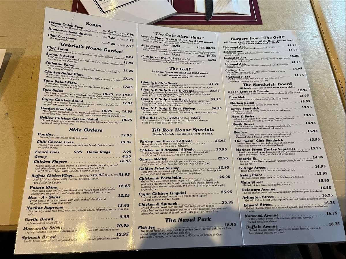 Menu at Gabriel's Gate pub & bar, Buffalo