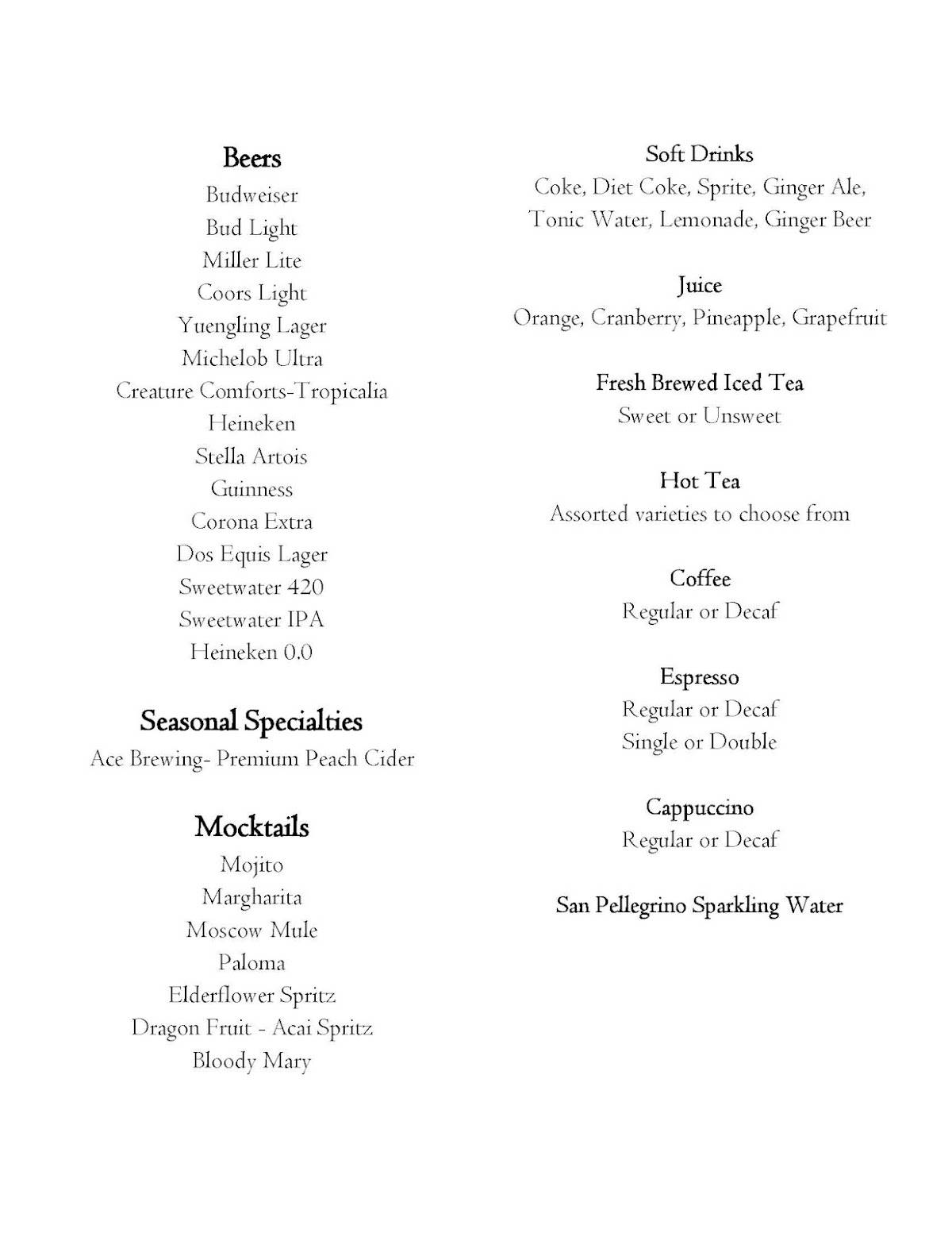 Menu at Luna's Restaurant, Gainesville