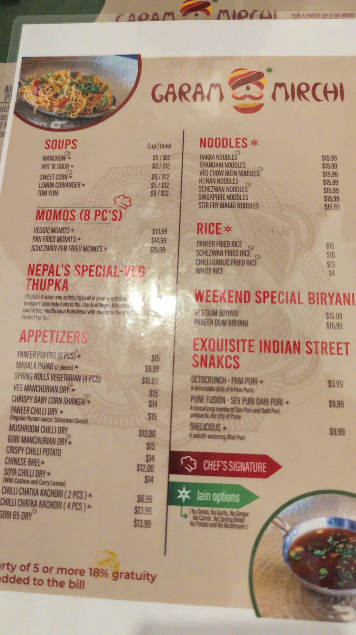 Menu at Garam Mirchi- Pure Veg Rajasthani & Indo Chinese Restaurant ...