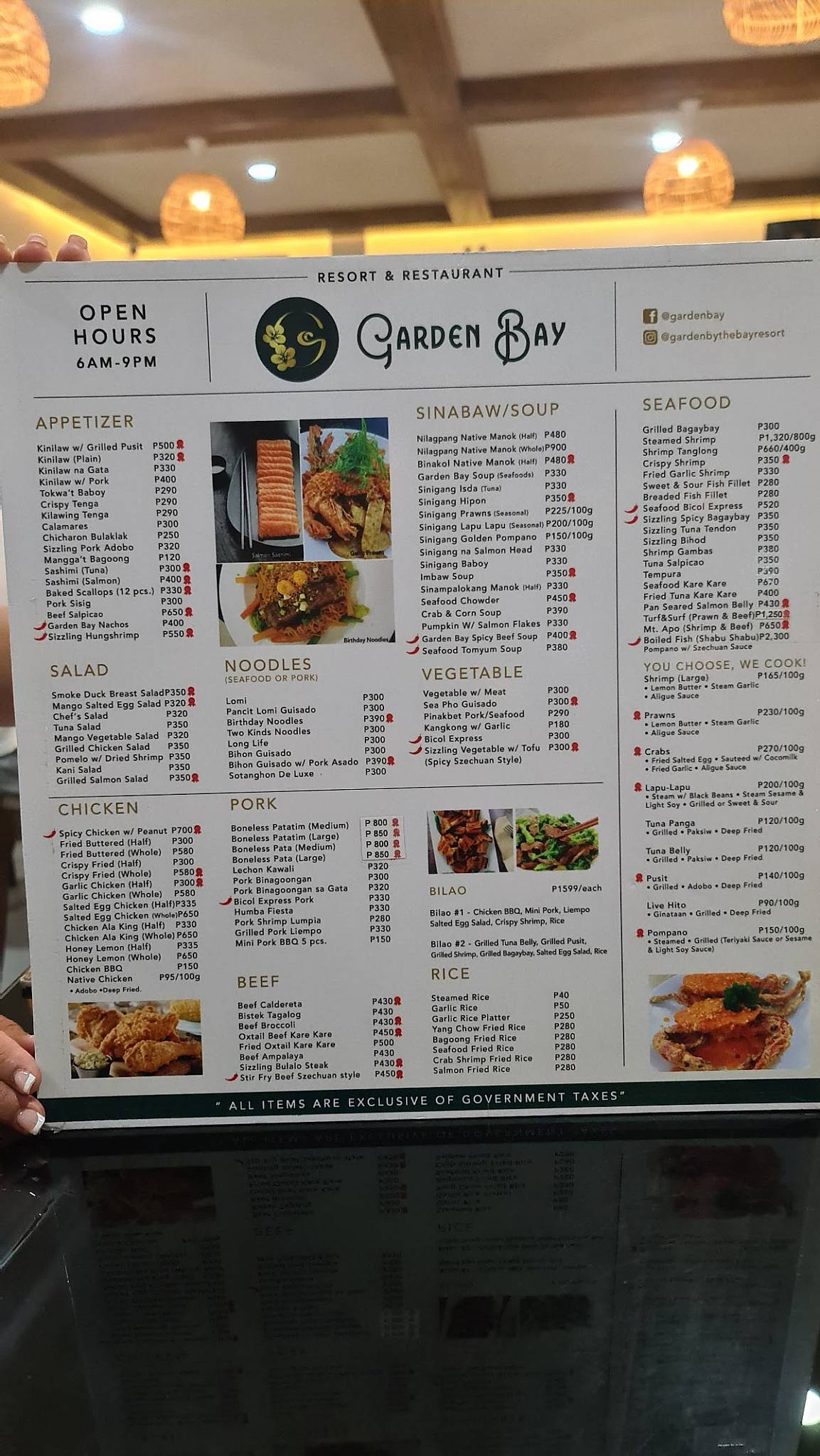 Menu at Garden Bay Restaurant & Resort, Davao City