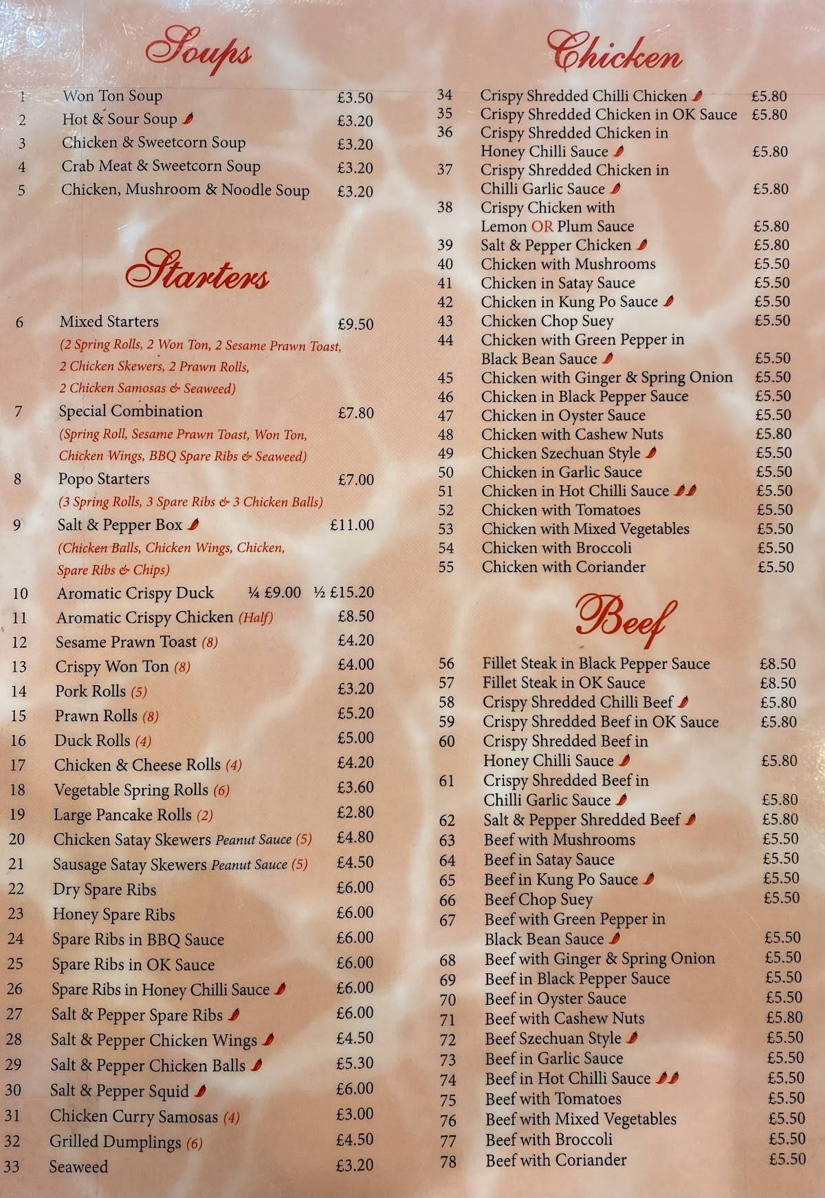 Menu at Garden Of Eden restaurant, Morecambe