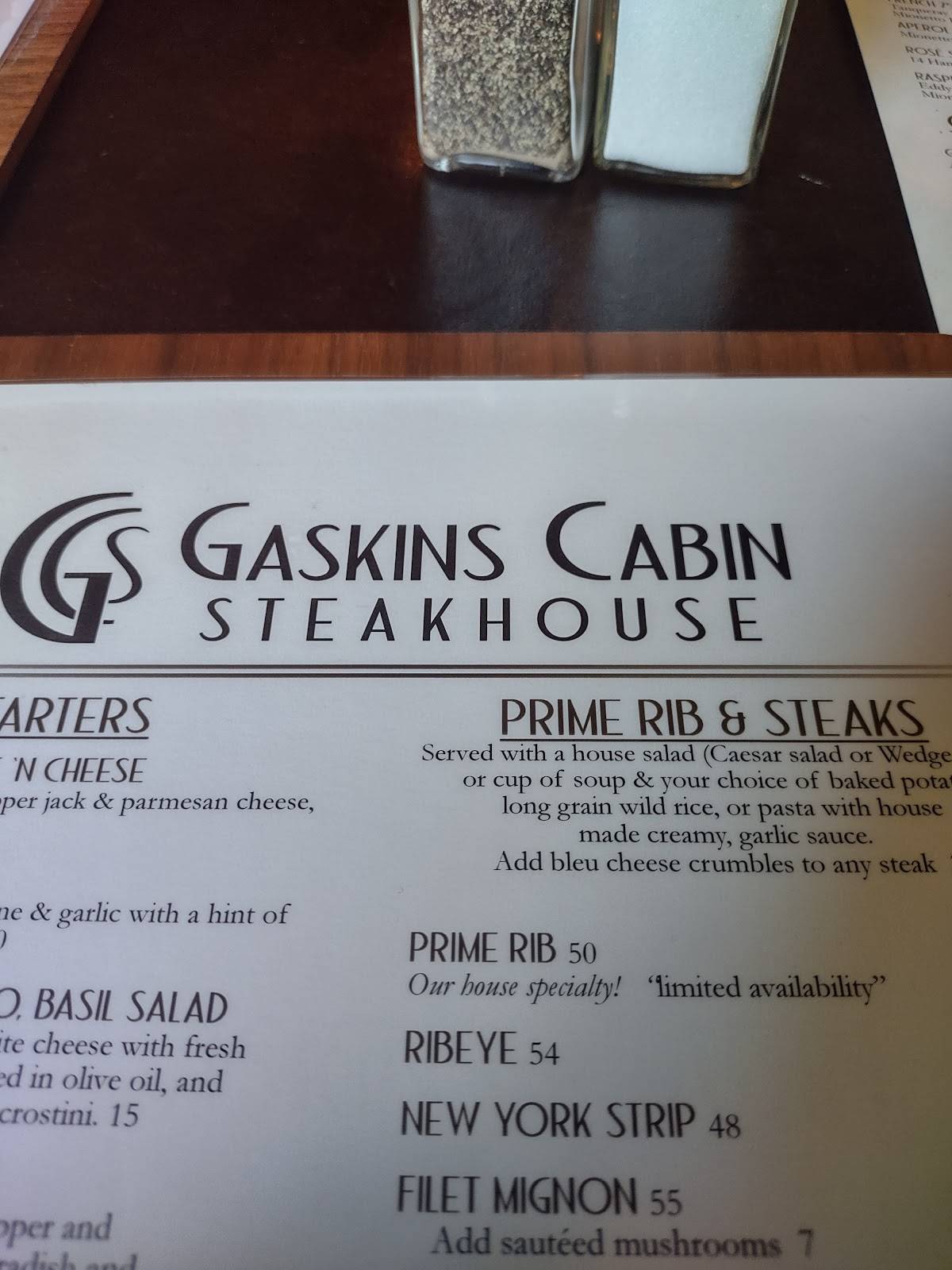 Menu at Gaskins Cabin Steakhouse, Eureka Springs