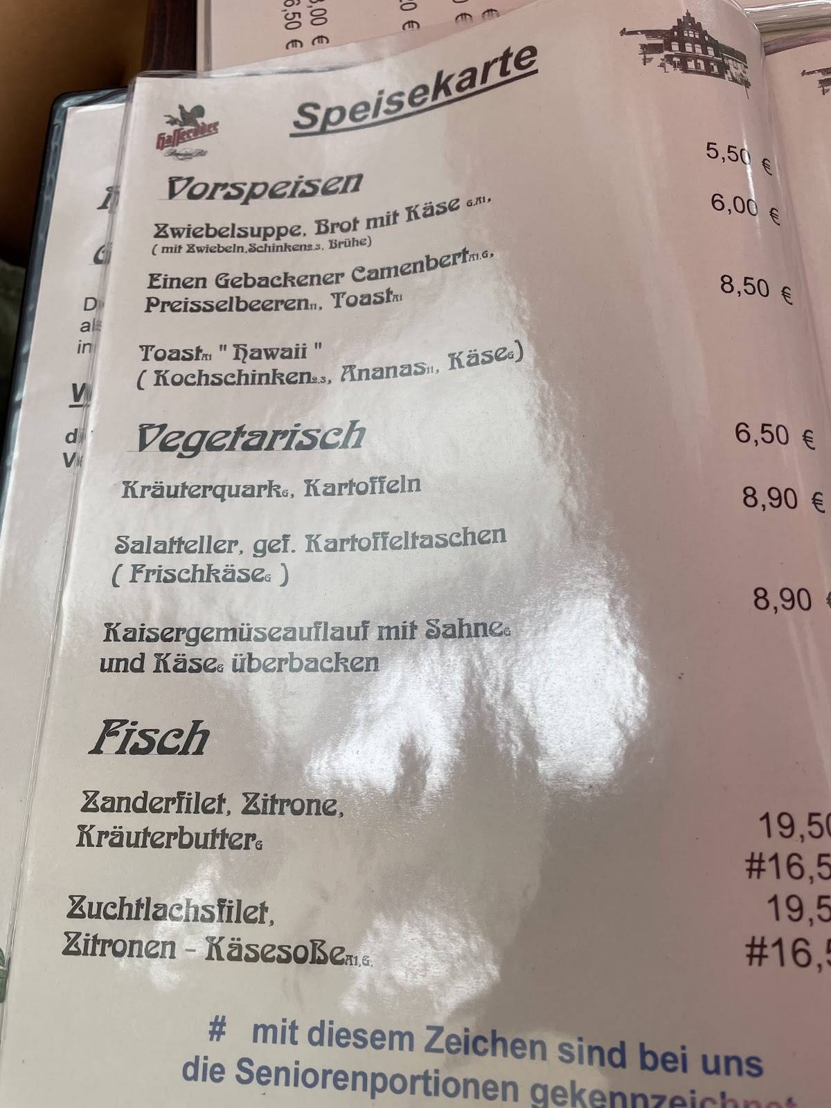 Menu at Gasthaus Alte Schule Salbke restaurant, Magdeburg