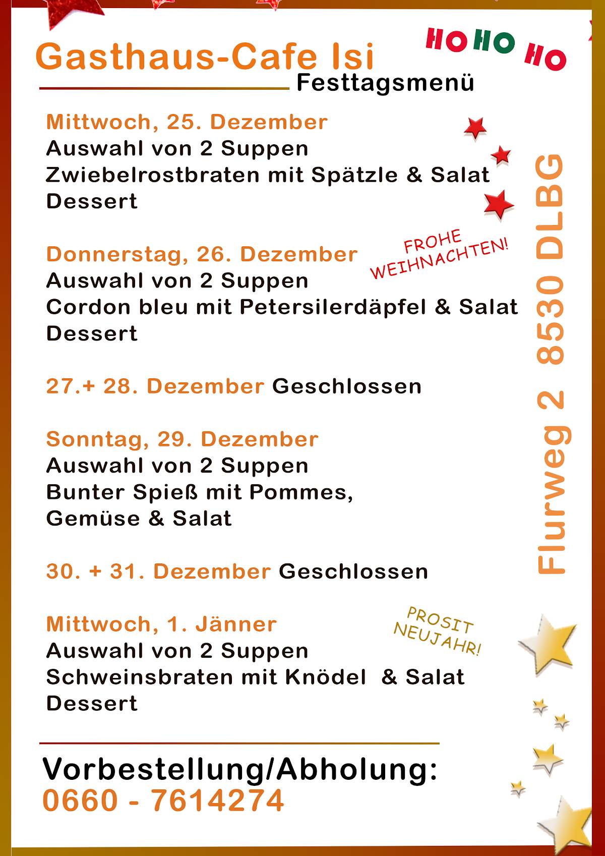 Speisekarte von Gasthaus Café Isi restaurant, Deutschlandsberg
