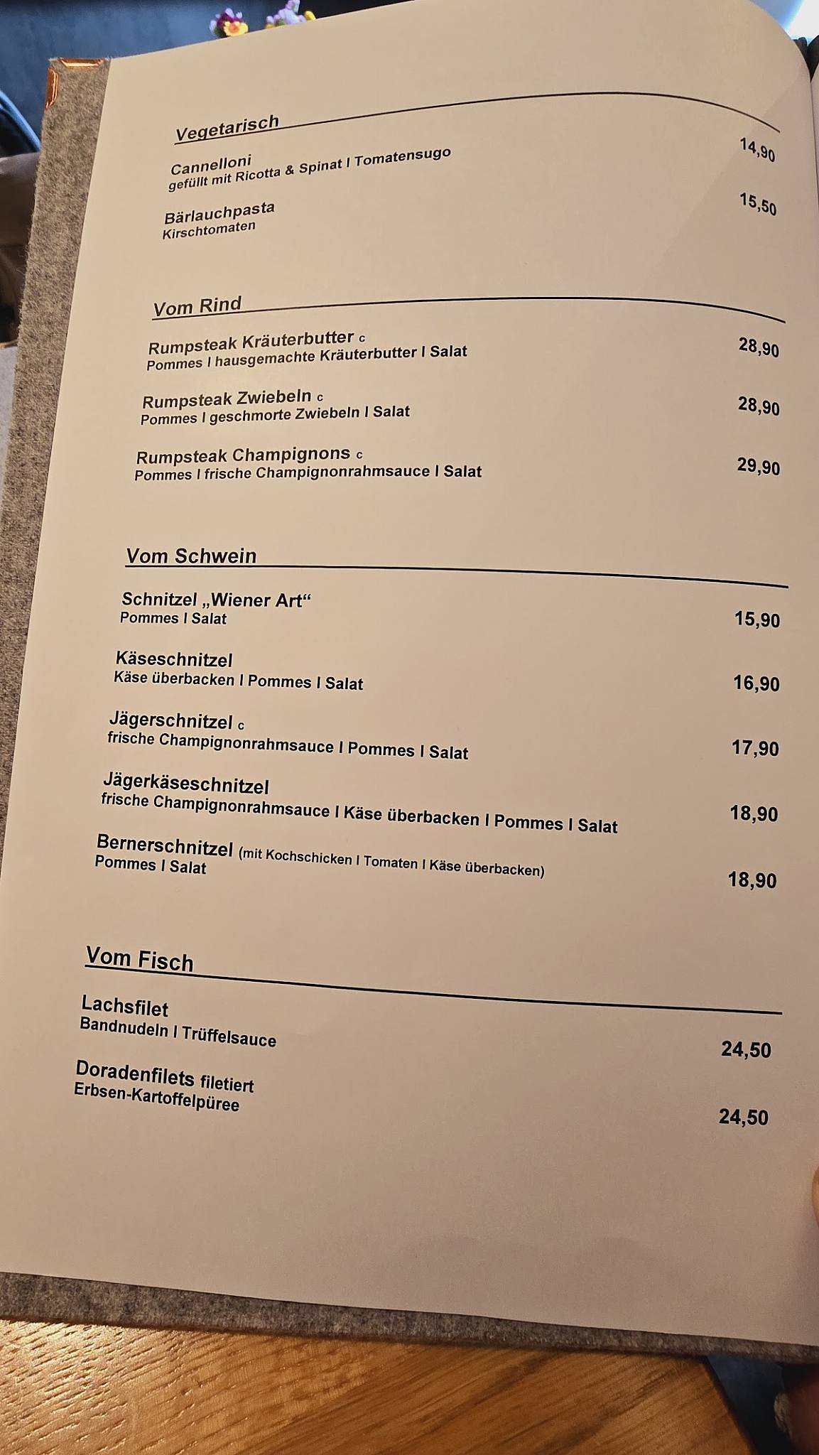 Menu at Gasthaus Kraus restaurant, Otterberg
