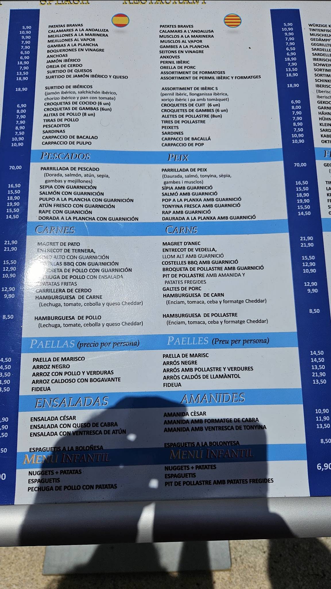 Menu at Gastrobar SPLASH!, Cambrils