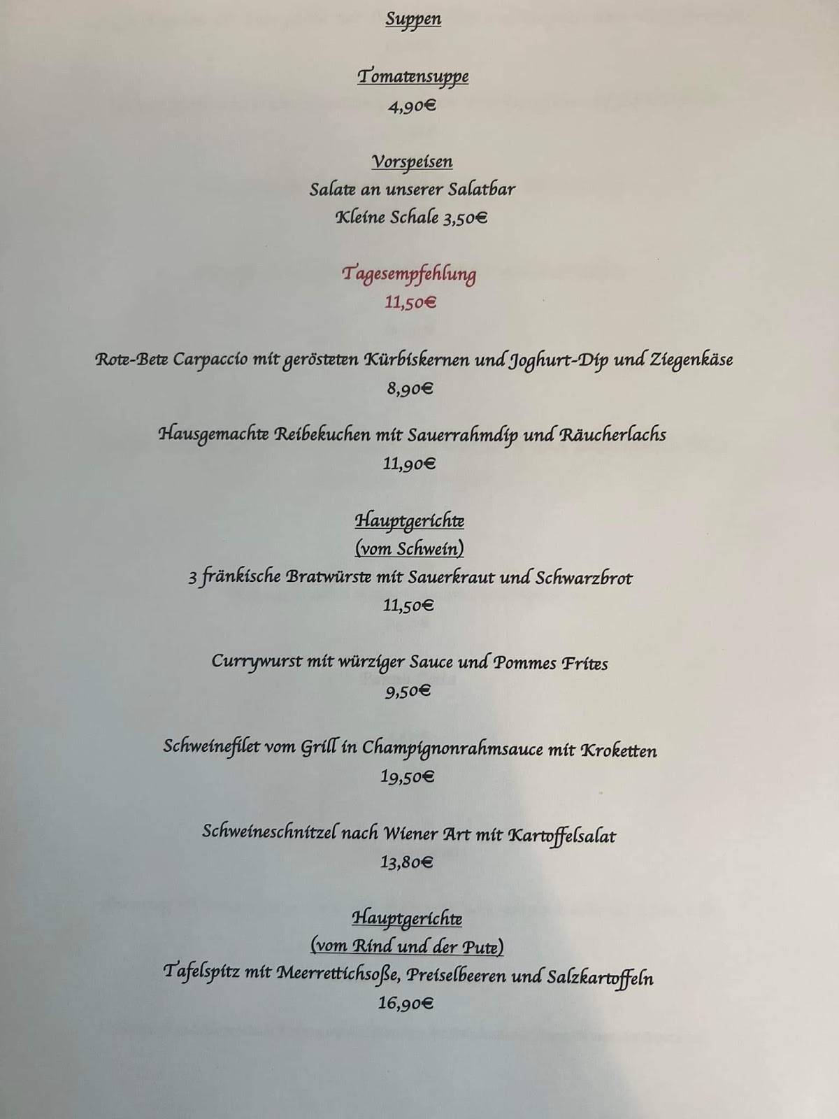 Speisekarte von Sportgaststätte TSV Falkenheim restaurant, Nürnberg