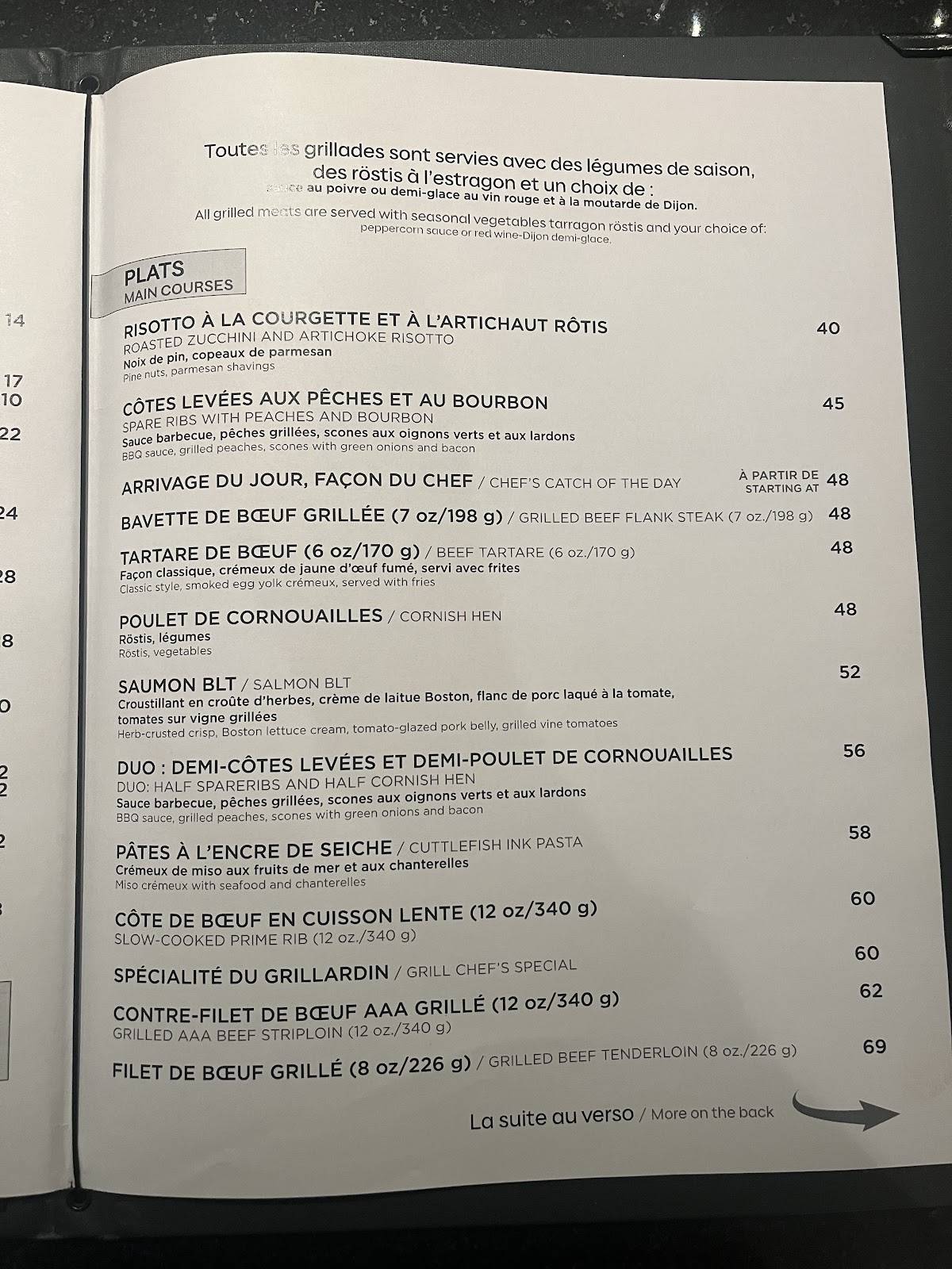 Menu at Arôme BBQ, Gatineau