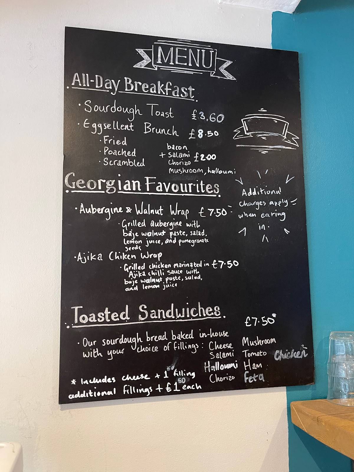 Menu at Geo Cafe, Reading