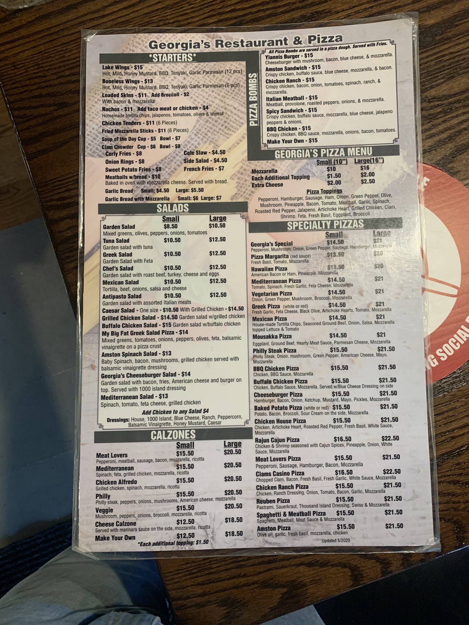Menu at Georgia's Restaurant & Pizza, LLC, Hebron