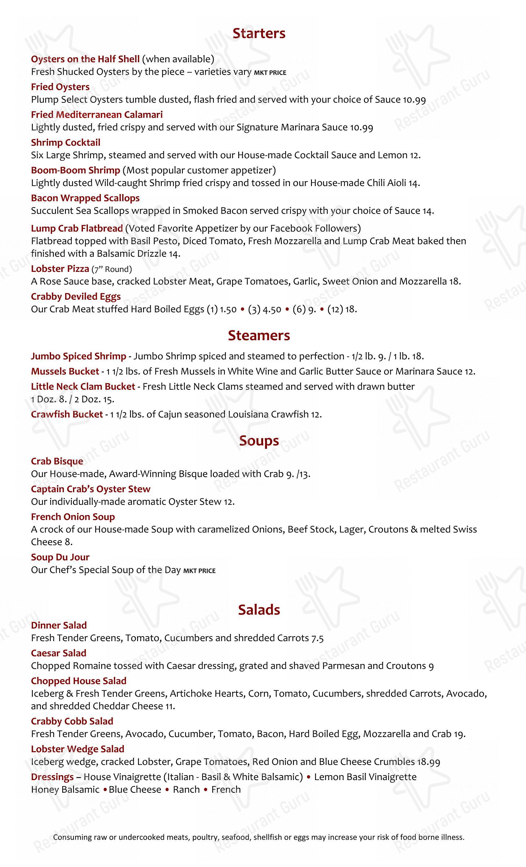 Menu at Gettin Crabby At The Crab Barn, Reading