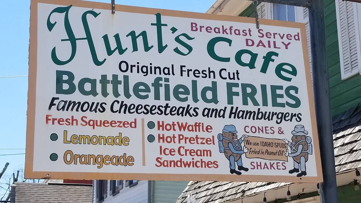 Menu at Hunt's Battlefield Fries cafe, Gettysburg