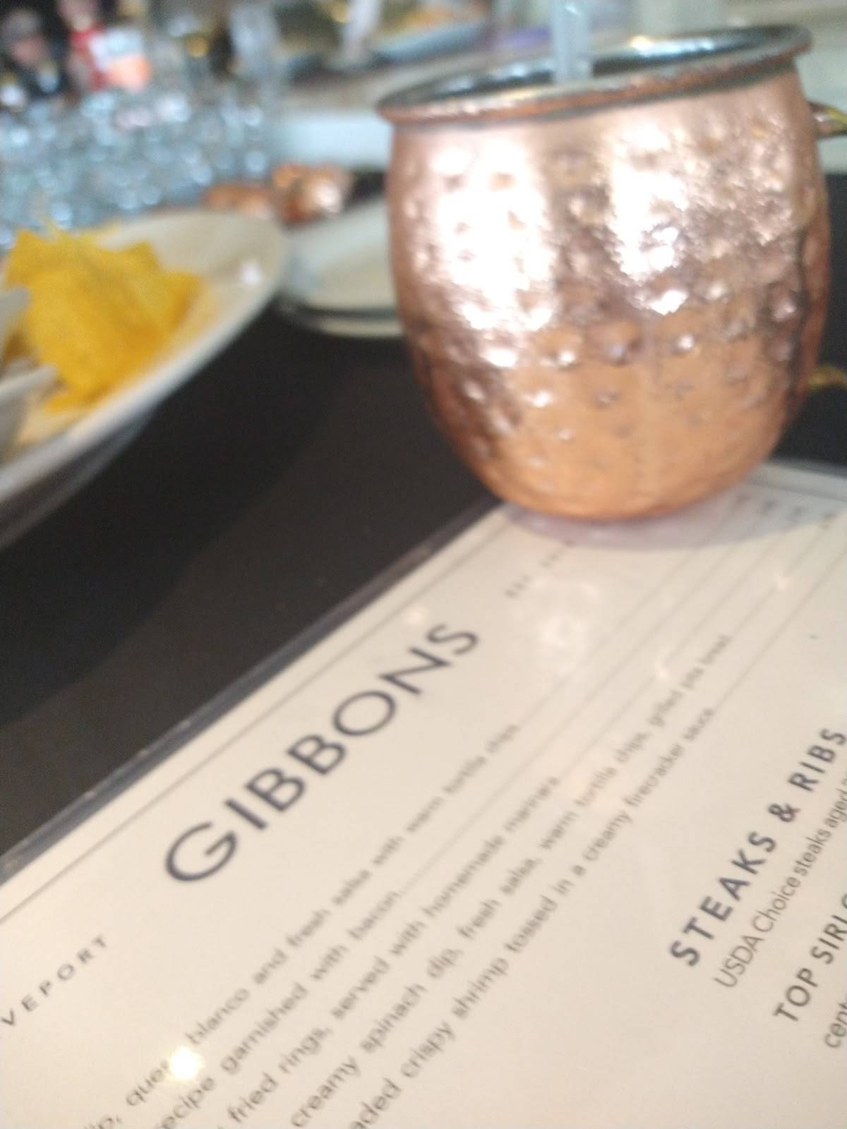 Menu at Gibbons Fine Grill restaurant, Shreveport