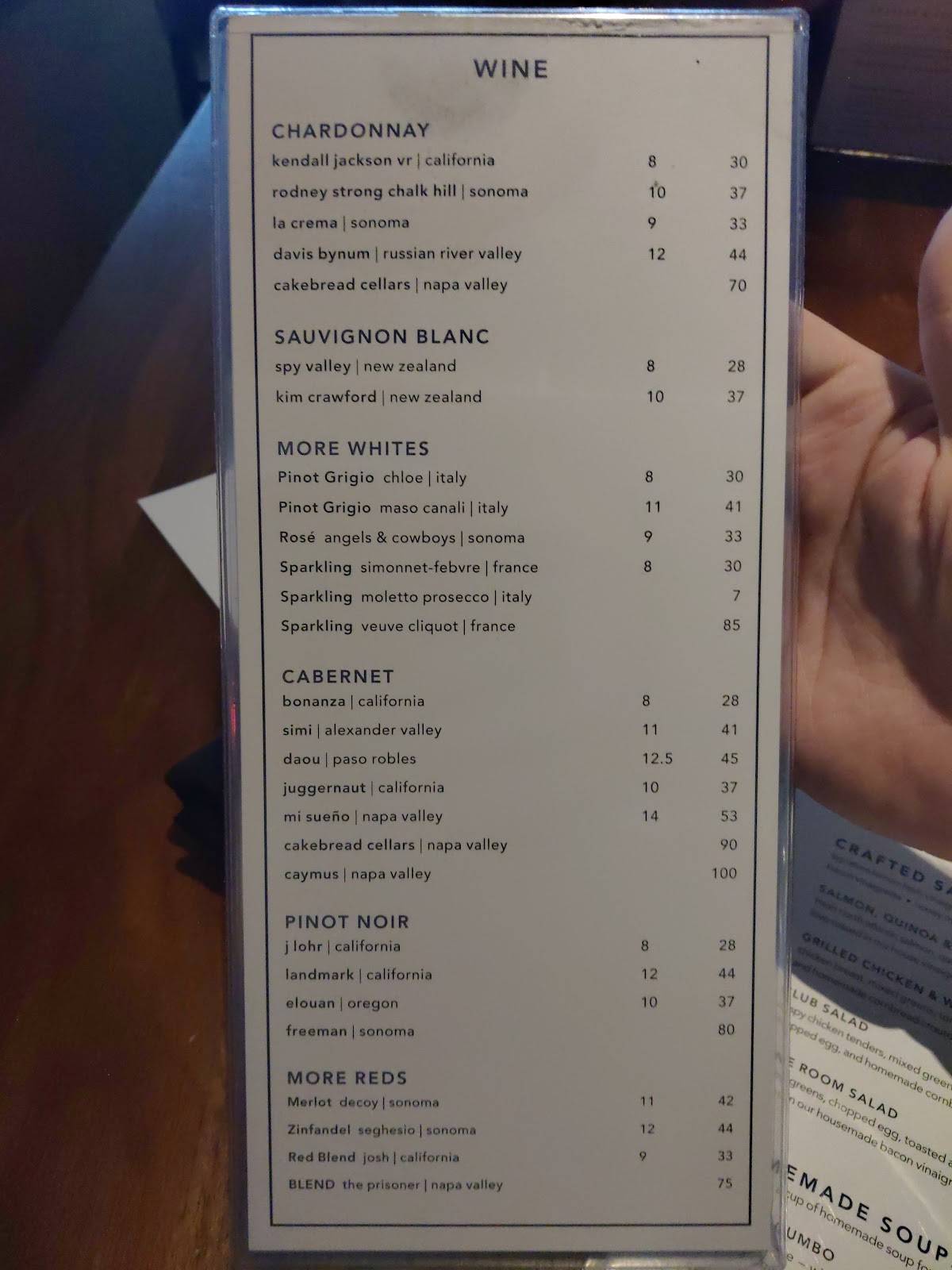 Menu at Gibbons Fine Grill restaurant, Shreveport